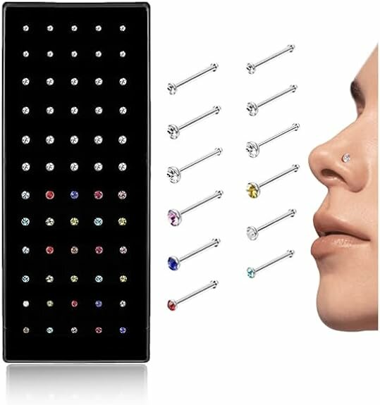 60ШТ Шпильки Кольца Для Носа Костяной Стержень Из Нержавеющей Стали Цветная Булавка Ювелирные Изделия Пирсинг Носа