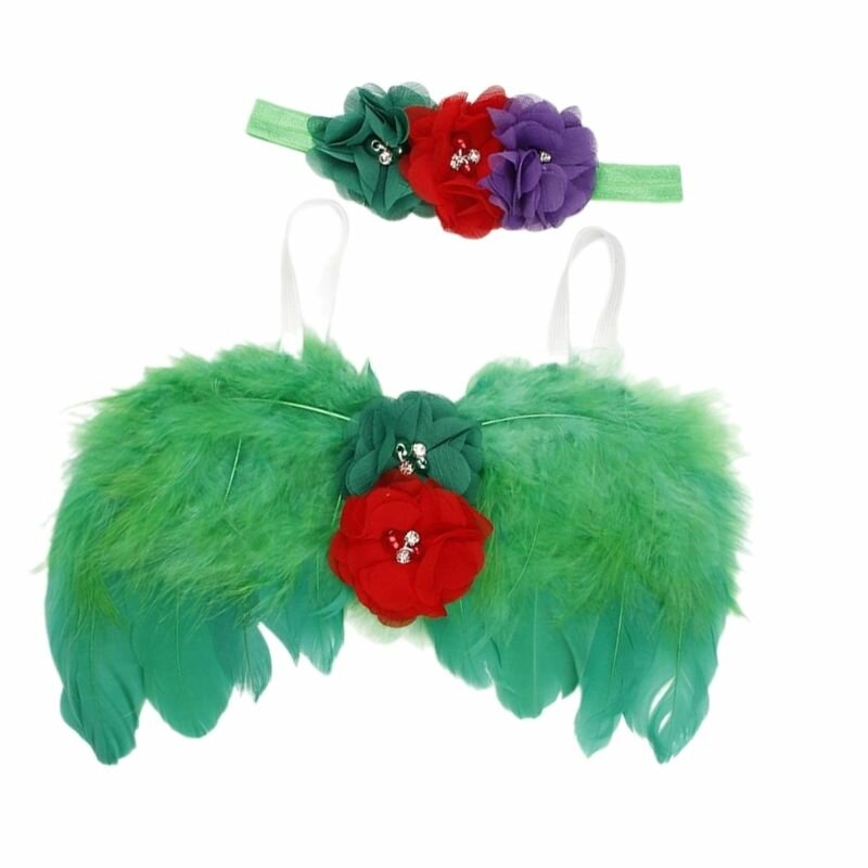 Мягкий ободок для новорожденных Ангел, Зеленый