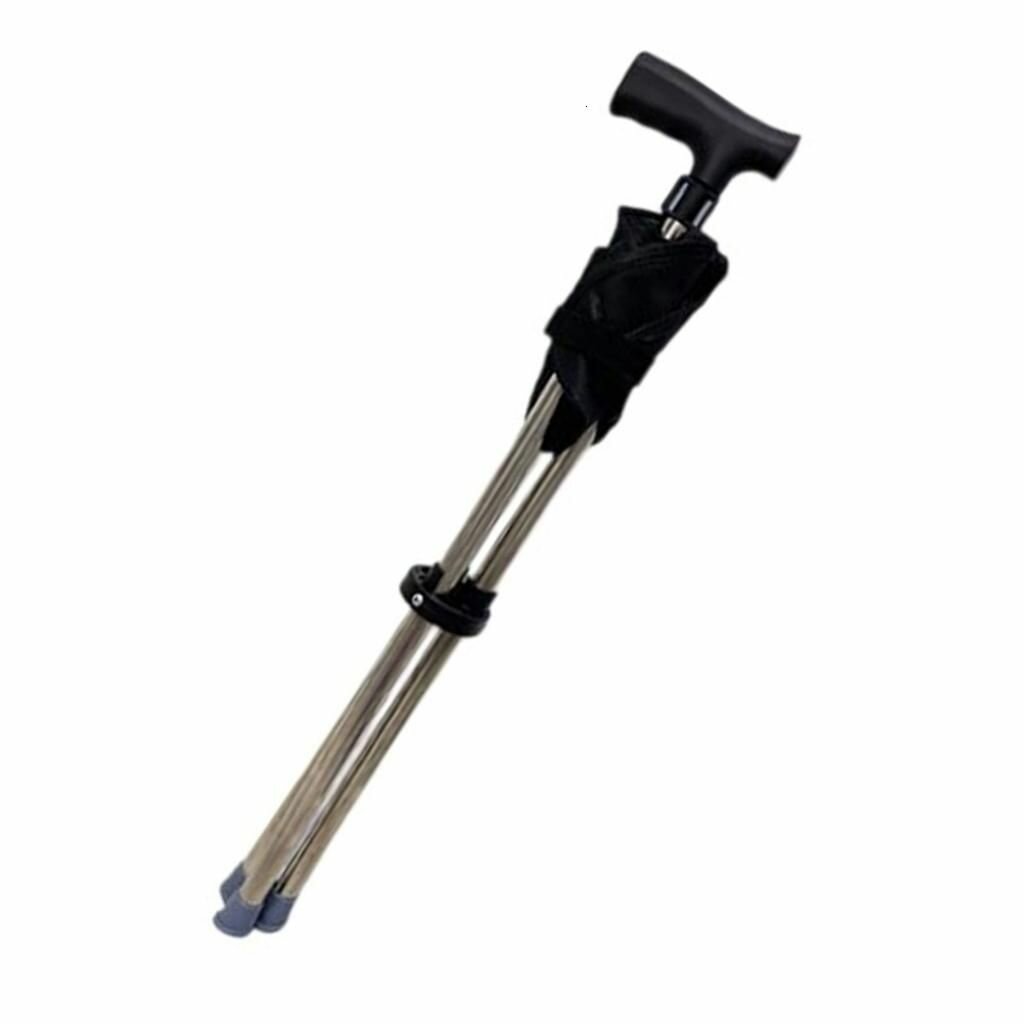 Портативная складная трость из нержавеющей стали для рыбалки и спорта, Черный