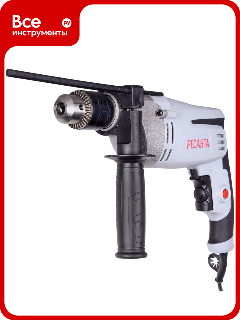 Ударная дрель Ресанта ДУ-15/950М 75/8/4, 950 Вт, пластик, щеточный мотор, ключевой патрон, реверс и удар