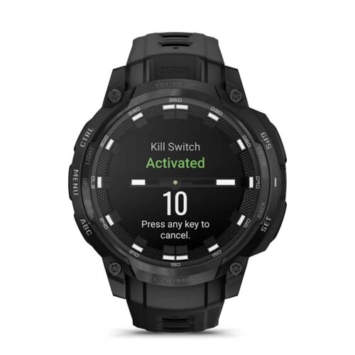 Часы Garmin Instinct CrossOver, AMOLED, тактический дизайн, черный, с черным силиконовым ремешком