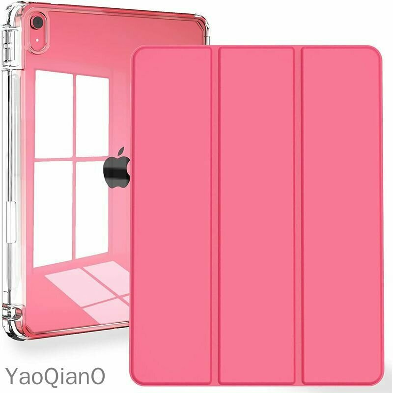 Чехол Светло-розовый для планшета iPad 11 (А16,2025) iPad 10(10.9 ,2022) C отделением для стилуса из мягкого силикона с усиленными углами и прозрачной крышкой.