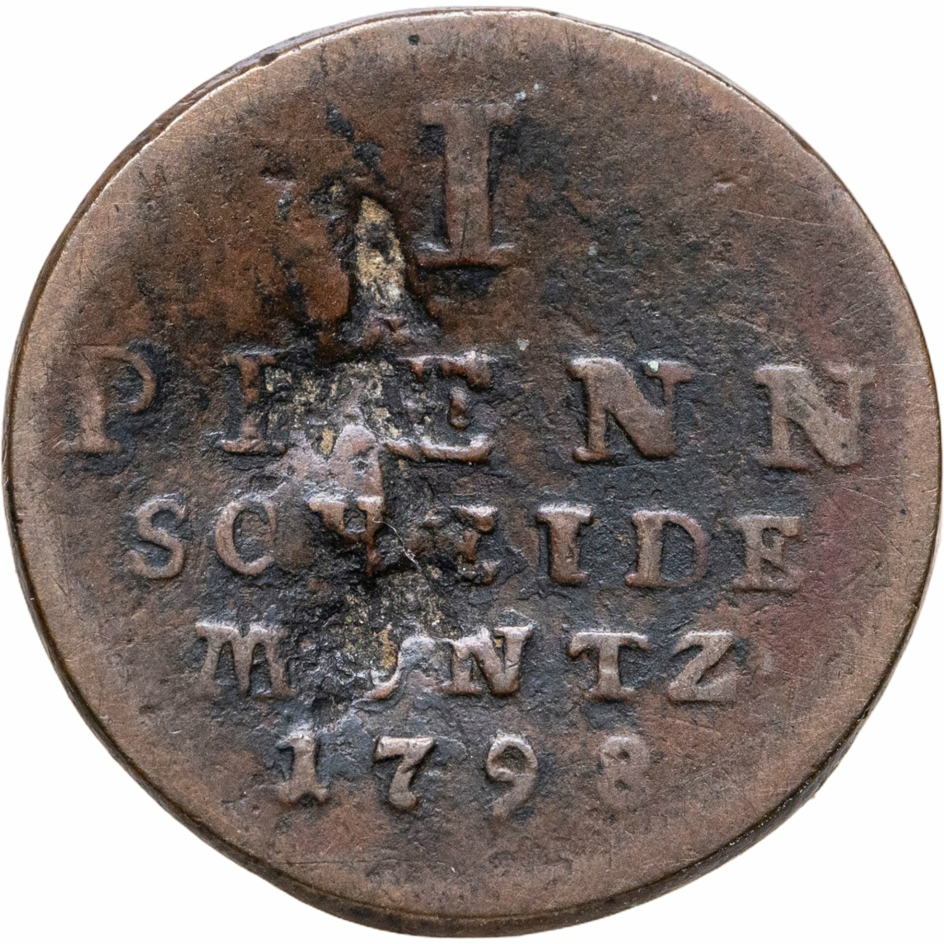 Брауншвейг-Люнебург 1 пфенниг 1798, Медь, в сохранности F