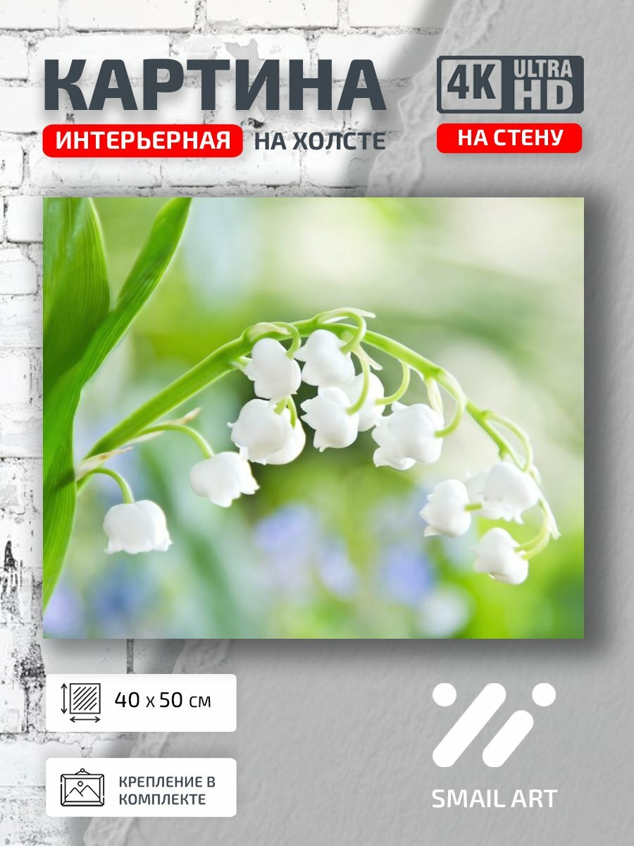 Картина на холсте интерьерная 40 на 50 на стену Ландыши Landscape для спальни пейзаж декор