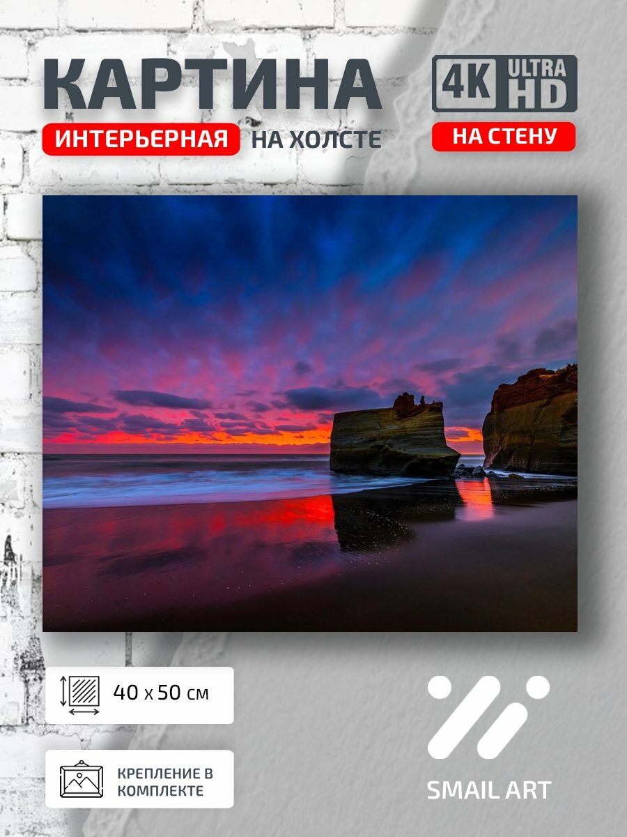 Картина на холсте интерьерная 40 на 50 на стену Волны Landscape для офиса пейзаж интерьер