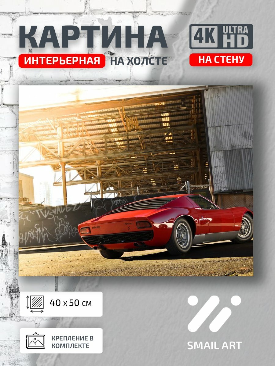 Картина на холсте интерьерная 40 на 50 на стену Машина Miura для кабинета авто дизайн декор