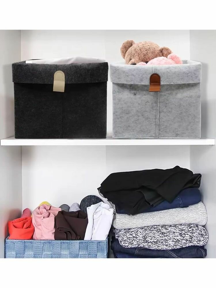 Мягкие и стильные корзины для хранения из войлока очень универсальны