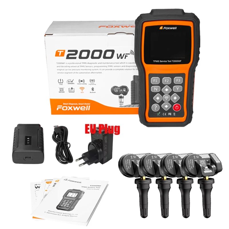 Foxwell T2000 WIFI TPMS программатор с 3 методами перепрограммирования, чтением и сбросом кодов неисправностей, программирование датчиков T20 для 98% автомобилей, 315/433 МГц