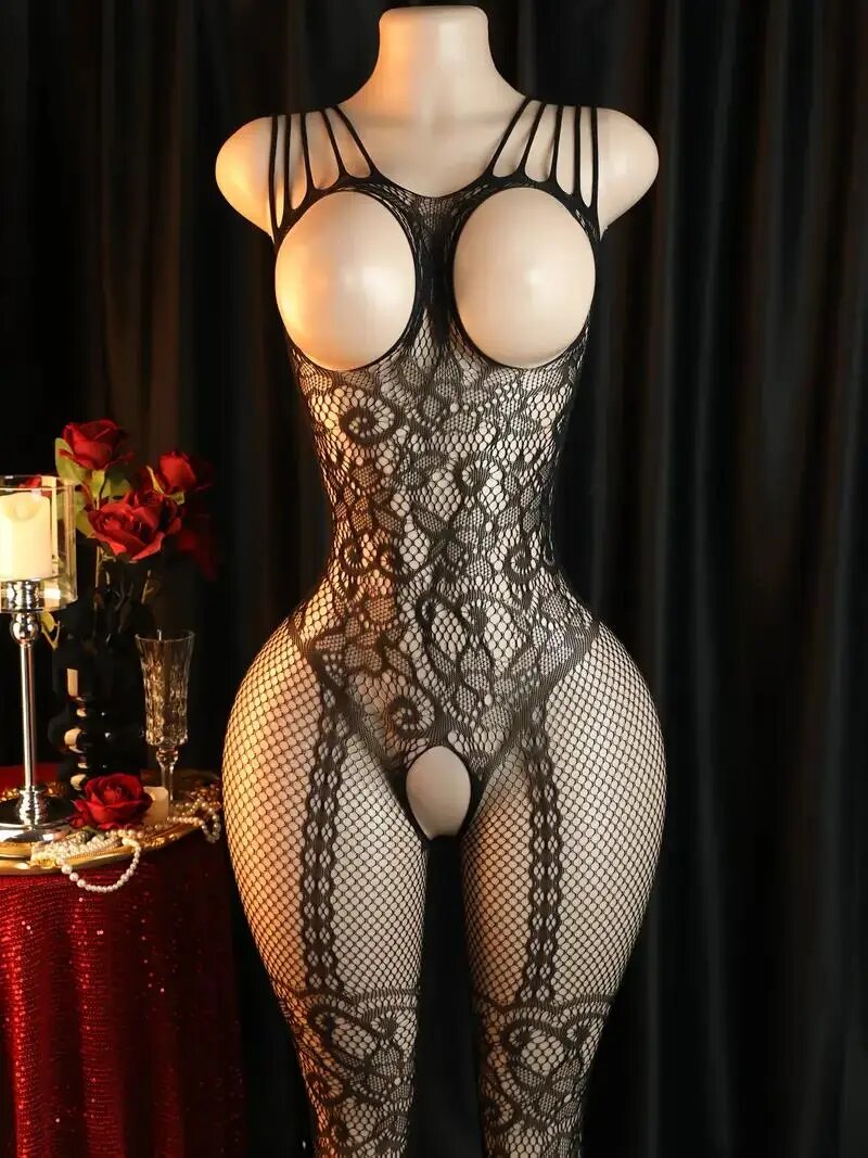 Боди Passion, женское, мини, прозрачная сеточка, вырез, S-XL, для эротики