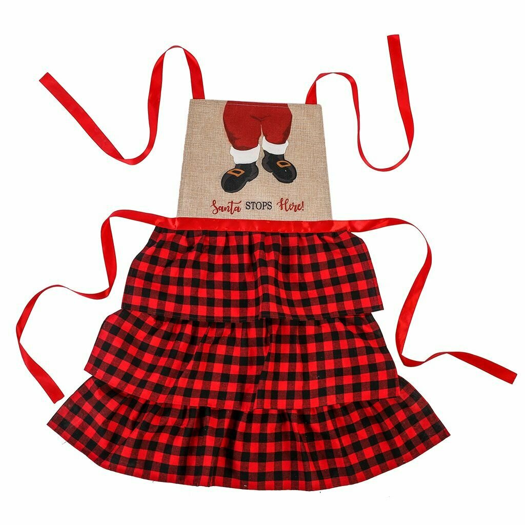 Рождественский красно-черный клетчатый фартук старика Санта-Клауса для камина-красно-черный клетчатый фартук