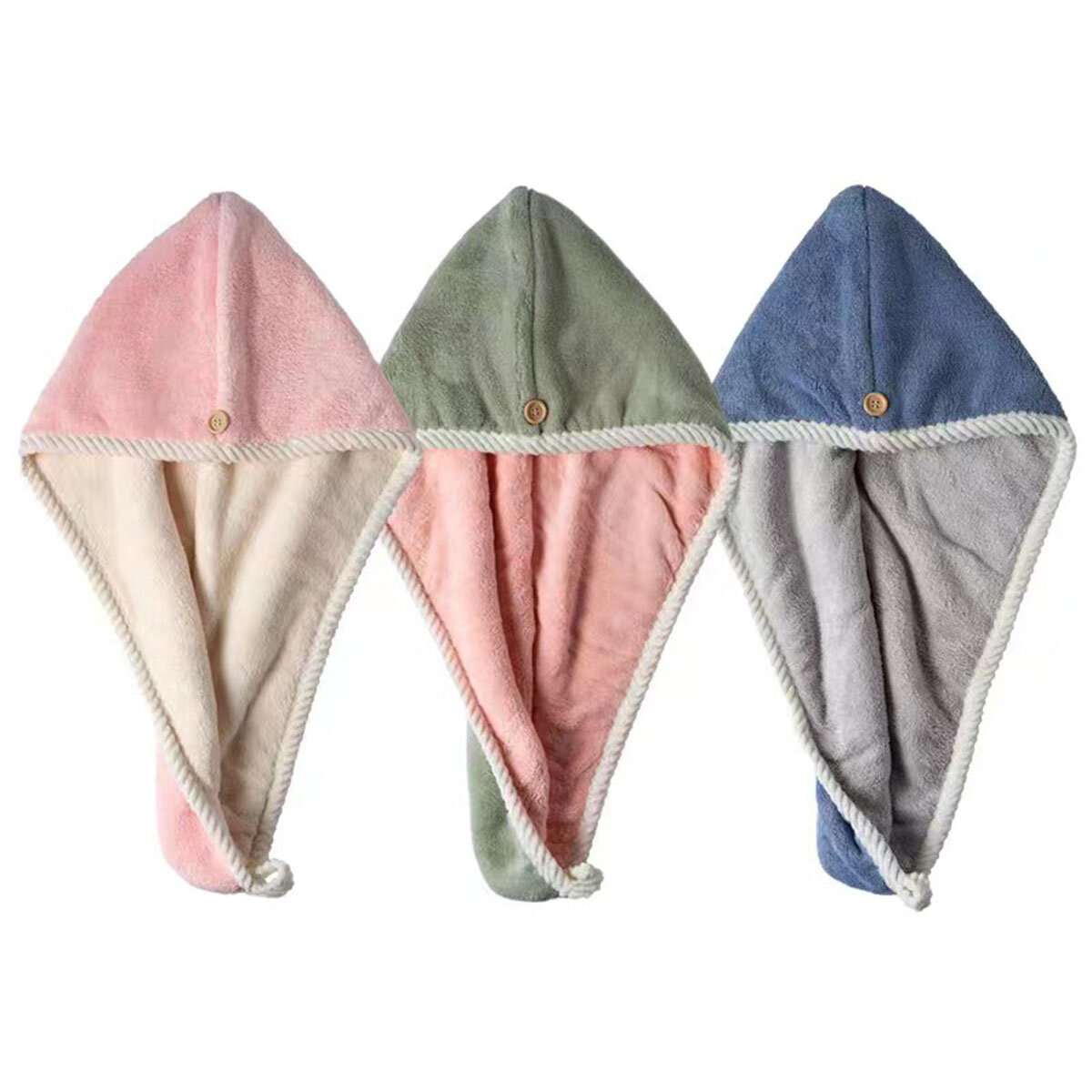 3-Pack Микрофибровые Турбаны для Волос, Обертывания для Волос, Высушивающие Полотенца для Волос, Супер Впитывающие Легкие Банданы, Женские Полотенца для Волос для Быстрого Сушки Волос (Розовый, Голубой и Зеленый)