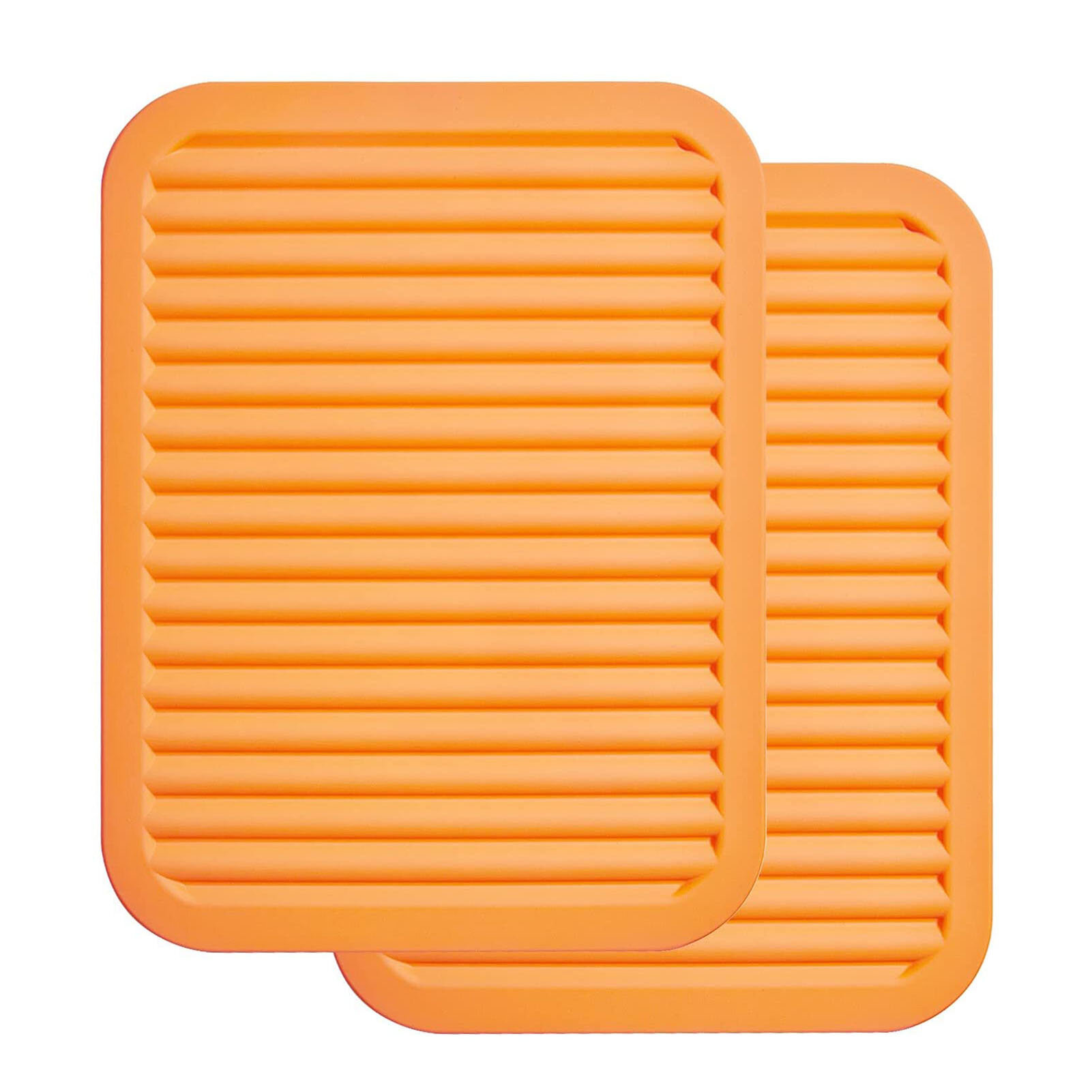 2Pcs Wave Silicone Insulation Pad Rectangular 30x23cm Orange Red Blue Silicone Mat Non-slip Waterproof Table Mat Tea Set Mat Countertops Tables Pot Holders Spoon Rest Small Drying Mats