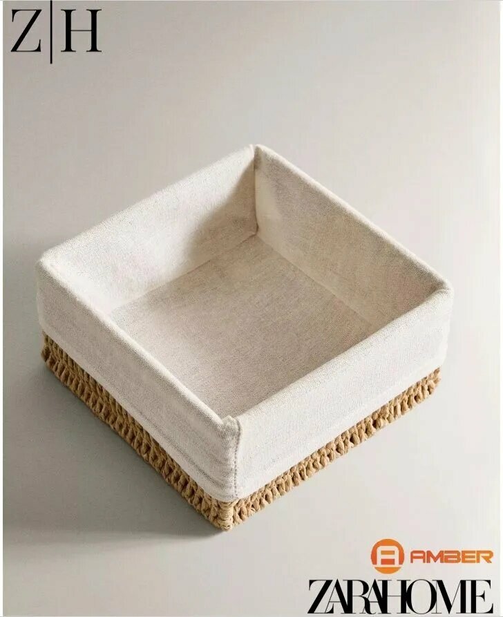 ZARA HOME Корзина плетеная длина 20 см, ширина 20 см, высота 10.5 см.