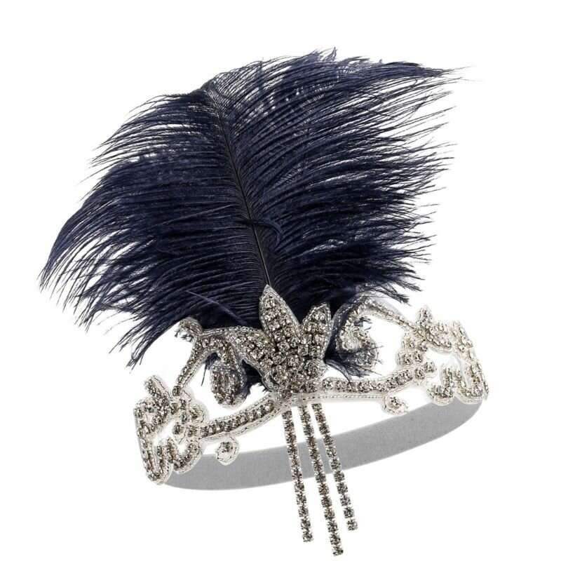 Ретро-страусиная резинка для волос-Темно-синий