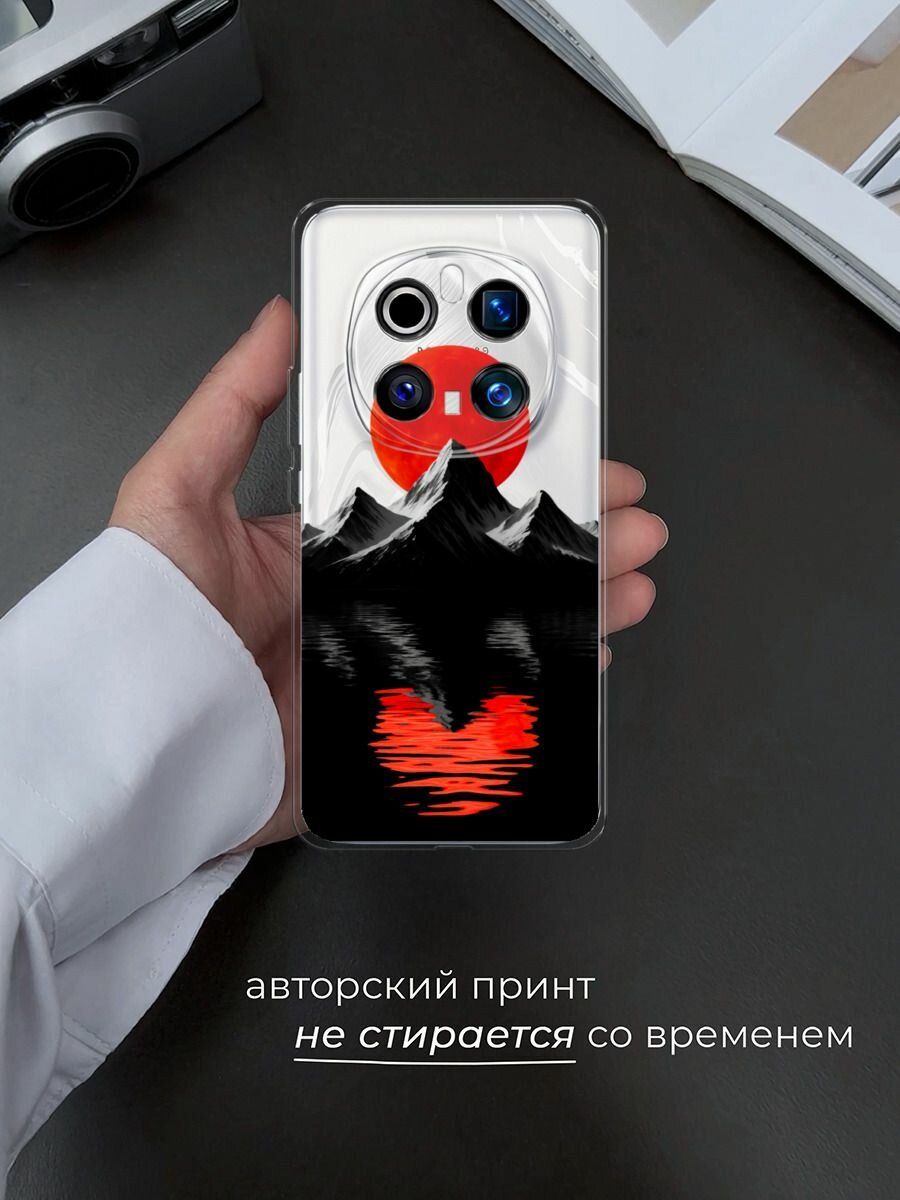 Чехол на Honor Magic 7 Pro / Хонор Мэджик 7 Про с принтом Черная гора, прозрачный — фото 1