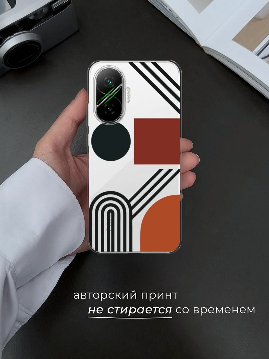 Чехол на Poco F7 / Поко F7 с принтом Абстрактная композиция, прозрачный — фото 1