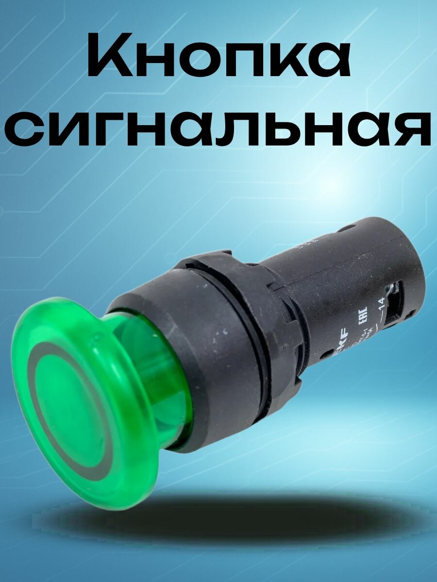 Кнопка EKF SW2C-10MD гриб, зеленая, с подсветкой NO+NC IP54