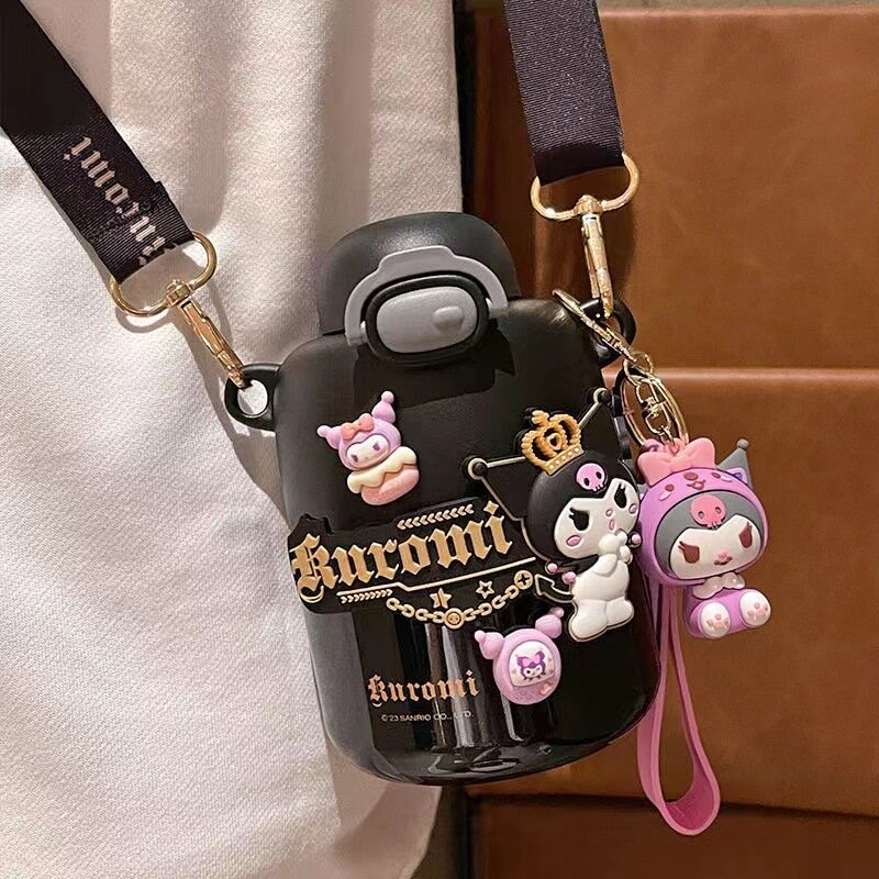 Детский термос-стаканчик Sanrio Kuromi 316, пищевой, для учеников начальной школы, большой емкости, для девочек, с большим животом
