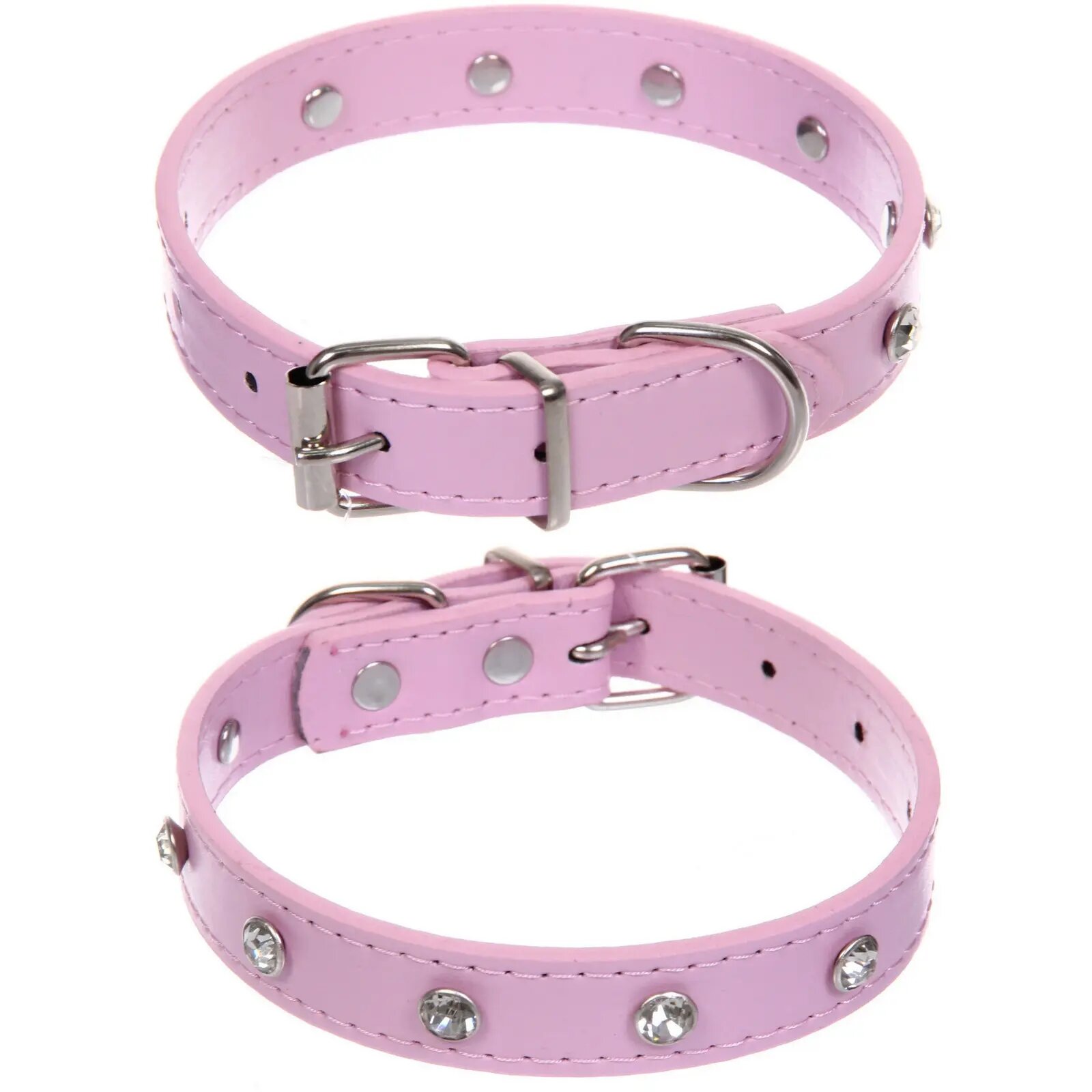 Ошейник для собак и кошек со стразами «На стиле», пудровый, 2см, S, 28*30см