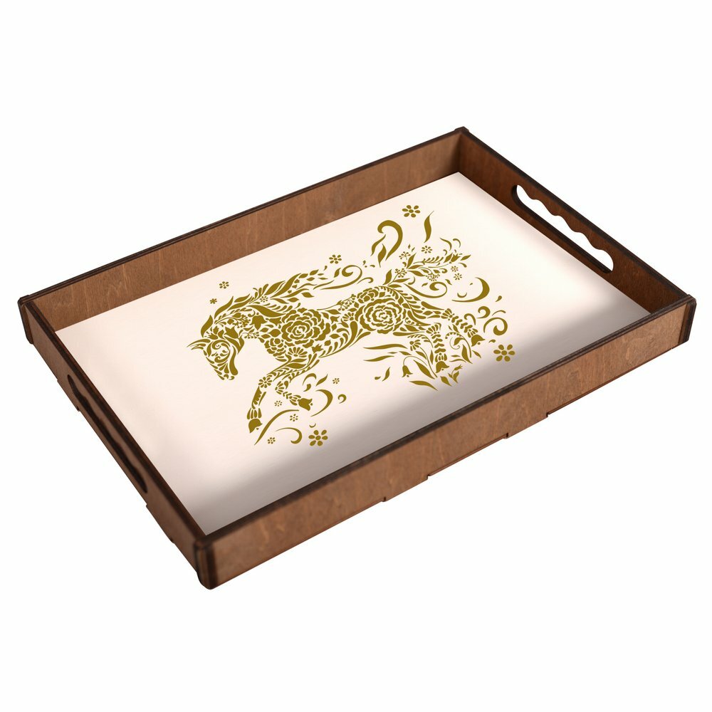 Поднос Мультидом "Спирит", березовая фанера, акрил, 35 см x 25 см x 4 см Символ года 2026