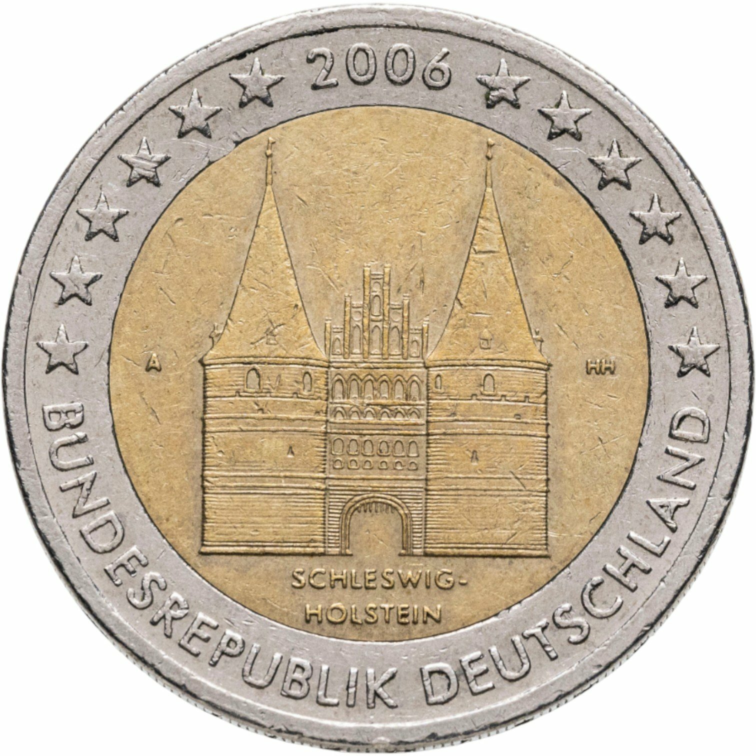 Германия 2 евро 2006 A "Федеральные земли Германии: Шлезвиг-Гольштейн", Биметалл, в сохранности XF