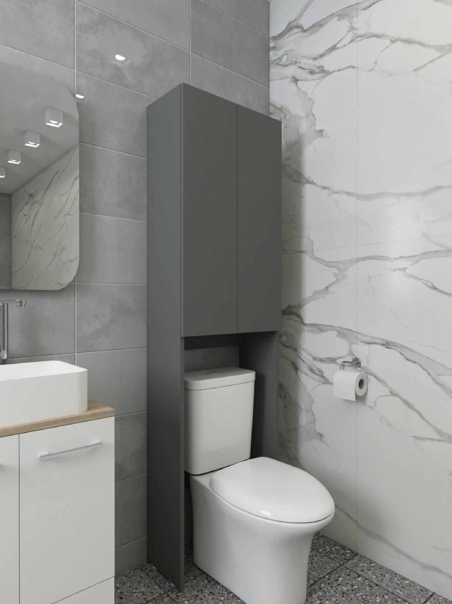 Шкаф-пенал над унитазом Графит