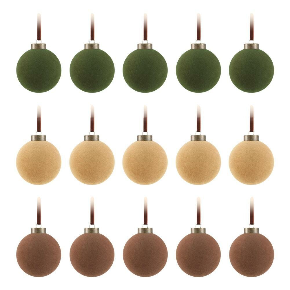 Набор бархатных фенечек для елки, 15 штук.