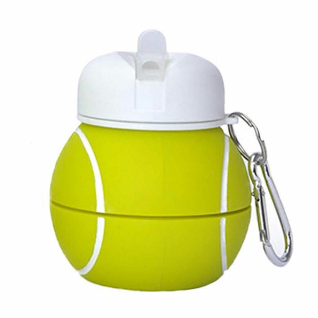 Спортивная бутылка для воды с силиконовым складным стаканчиком-Tennis 4