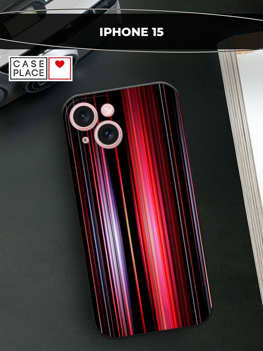 Черный матовый чехол на Apple iPhone 15 / Айфон 15 с принтом Оттенки красного