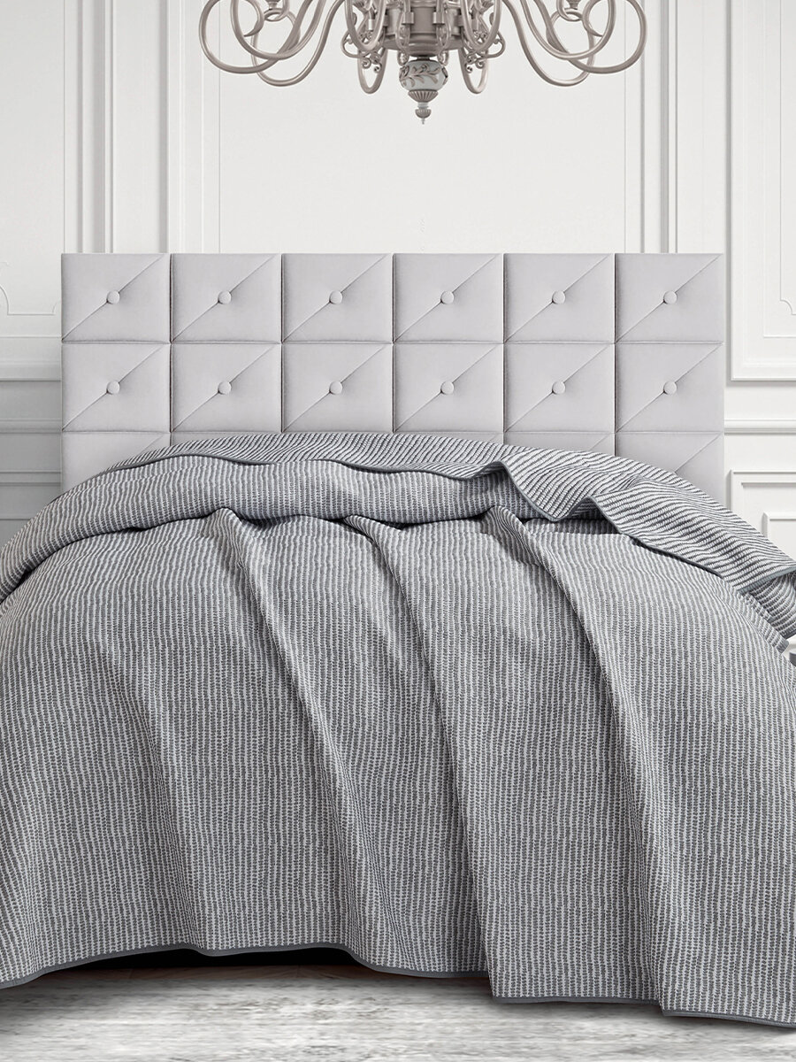 Покрывало Теодора, жаккард, стеганое, 220x240см, евростандарт, евроразмер, серое