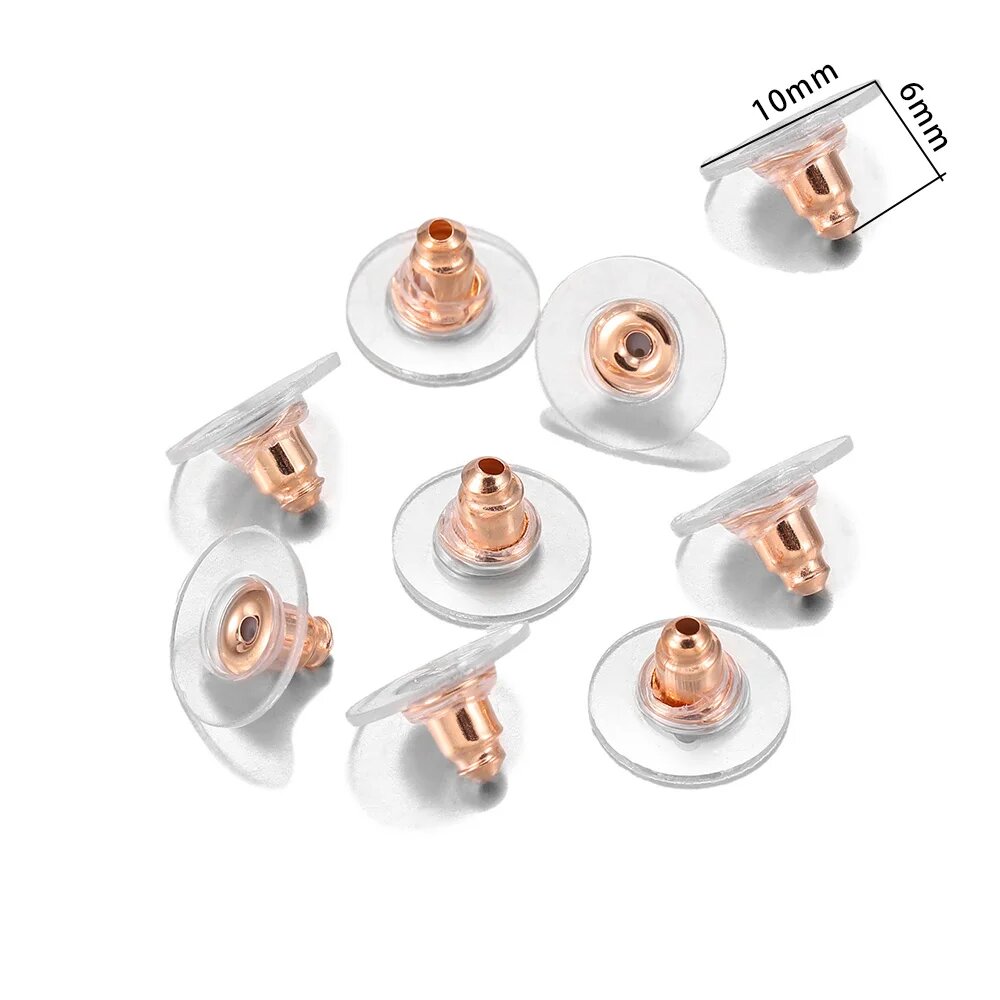 Силиконовые заглушки для сережек, Rose Gold, 200 шт.