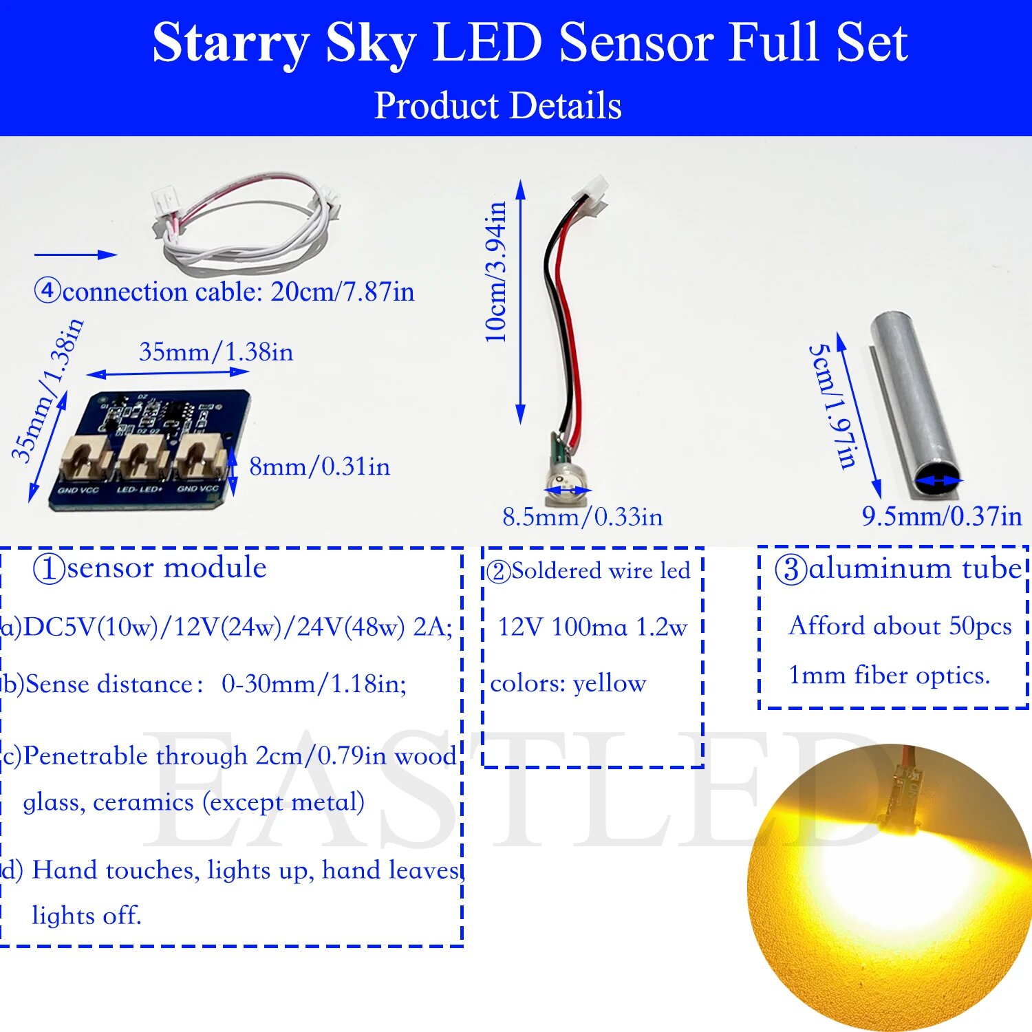 Starry Sky LED сенсорный модуль, желтый, full set