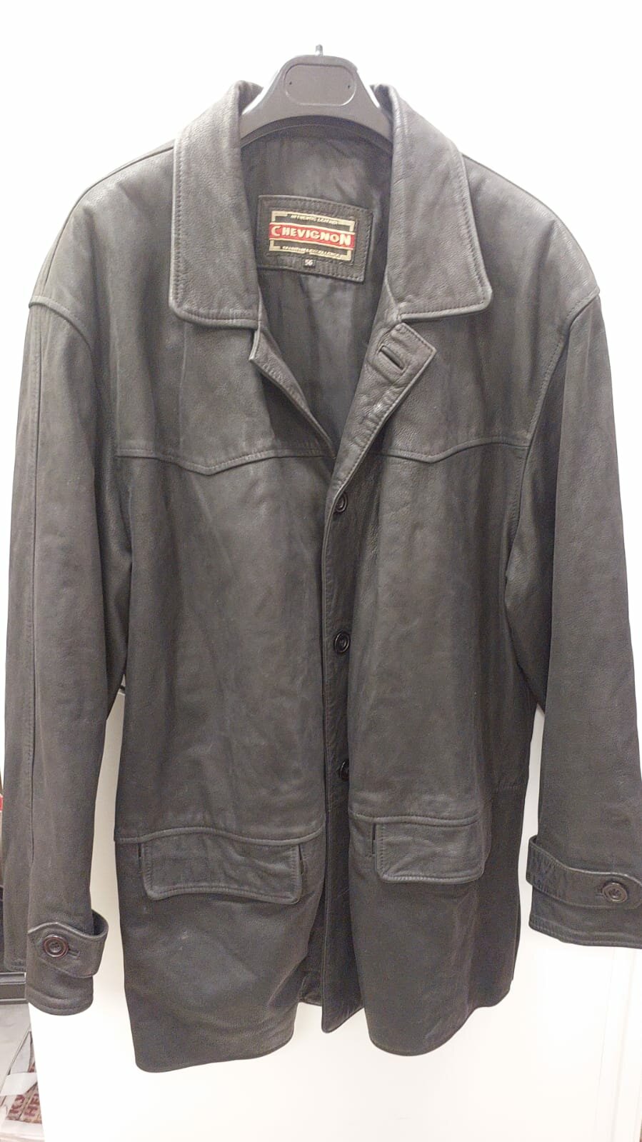 Кожаная куртка мужская, чёрный цвет, размер 48