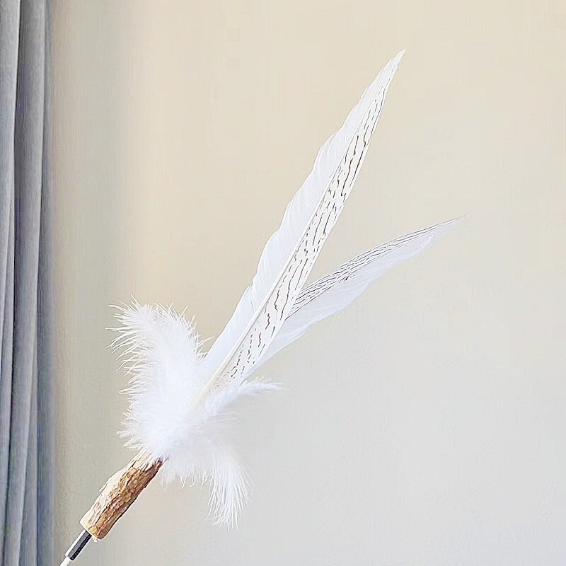 Товары для домашних животных игрушка для кошек Супер длинная Удочка перо фазана/страусиное перо кошка палочка