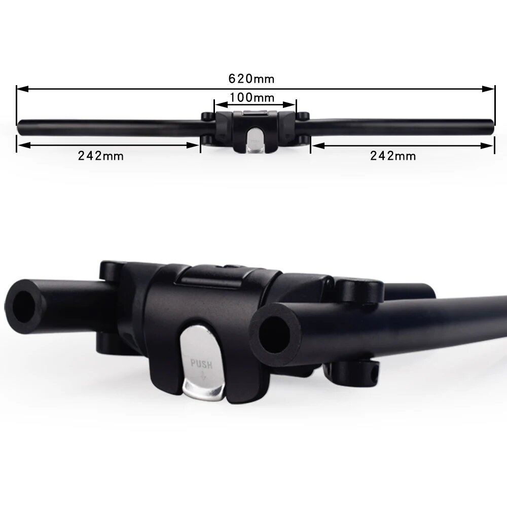 Складной руль MTB 25,4/31,8 мм * 620 мм Черный, Black