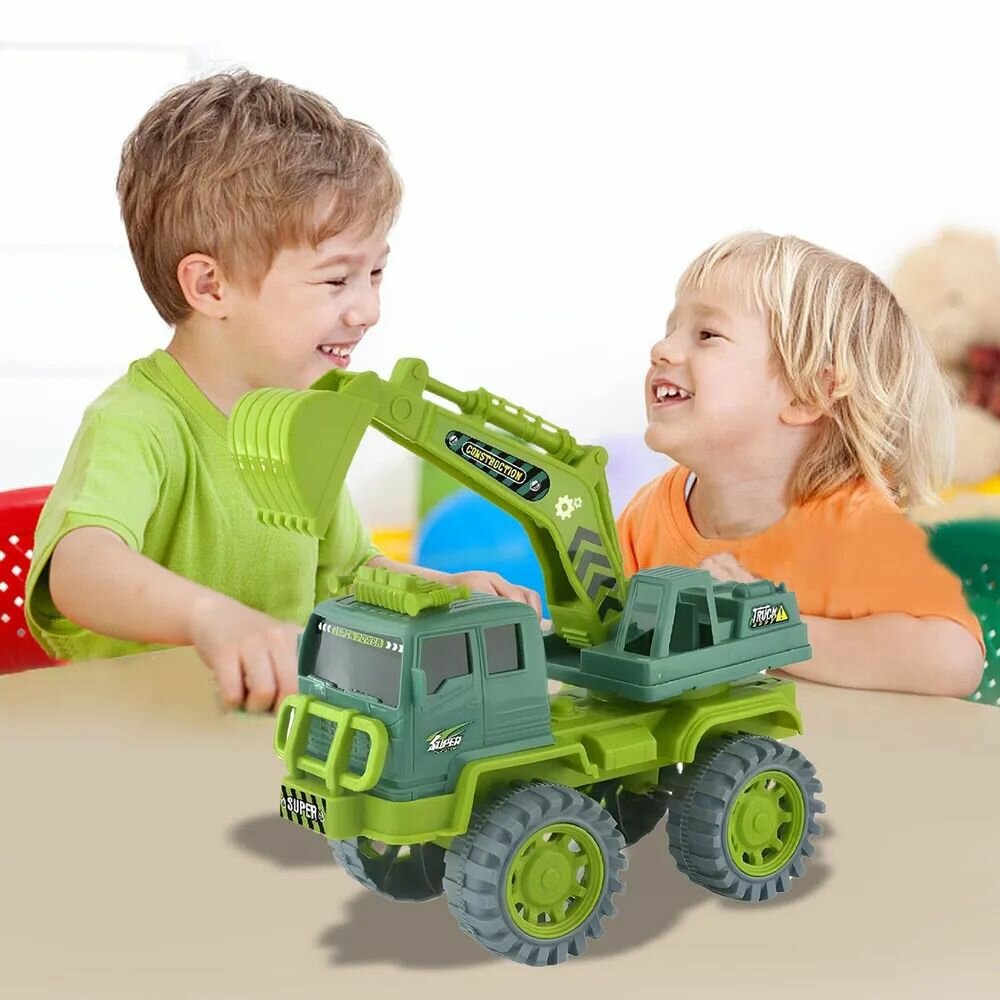 Игрушка экскаватор инерционная большая, развивающая, для мальчиков 3+, прочный пластик, для игр в песочнице