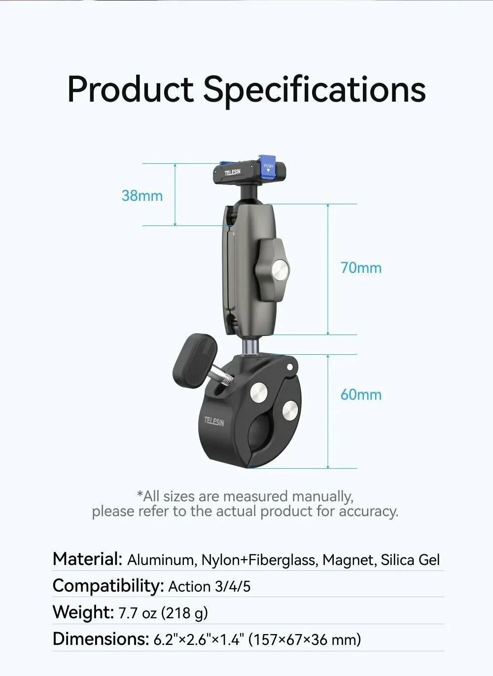 TELESIN Быстросъемный зажим на руль для DJI OSMO Action