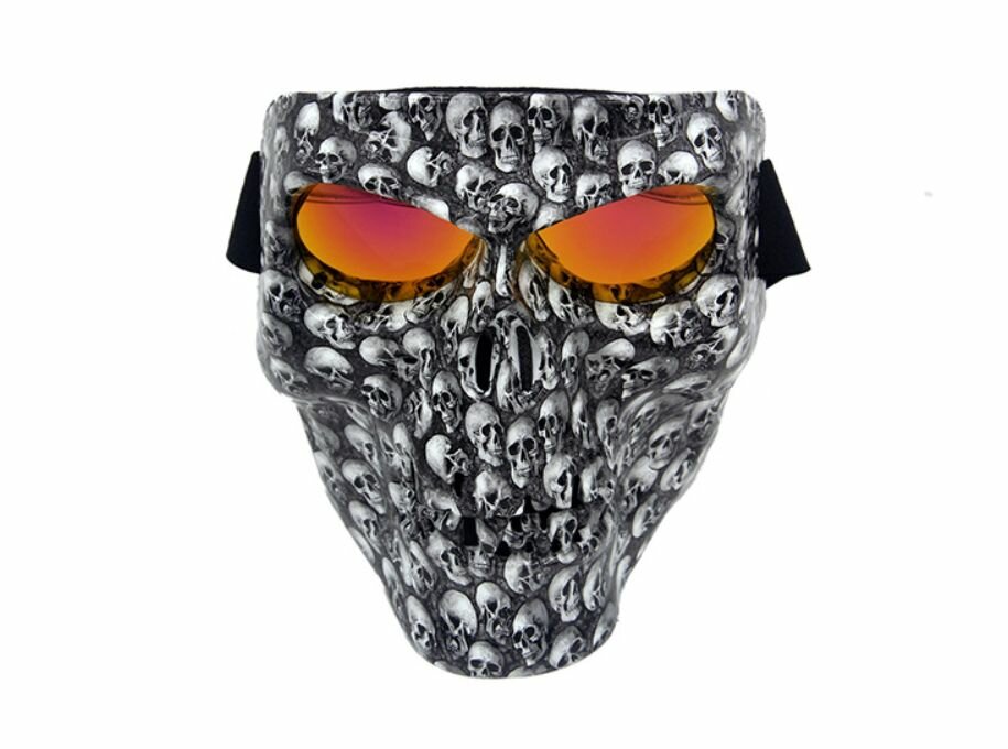 Маска защитная Череп, для мотокросса, пейнтбола, орбизбола, катания на квадроцикле или велосипеде, белый/черный