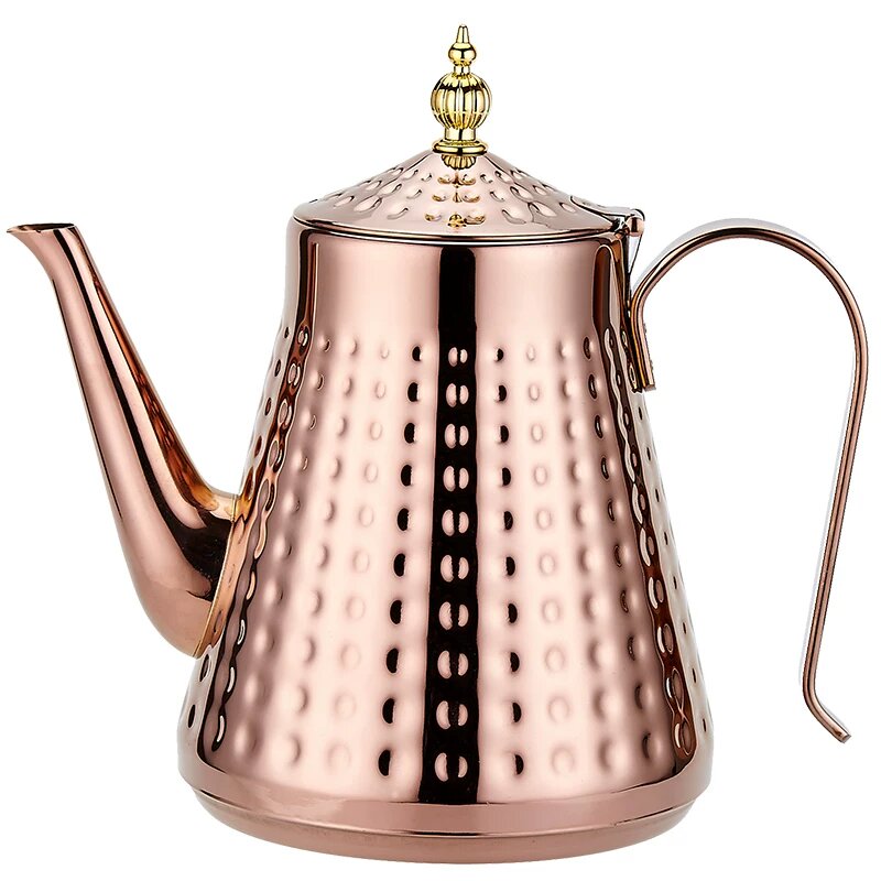Премиум нержавеющая сталь 1,65 л медный винтажный молотковый рисунок кофейник для электроплиты