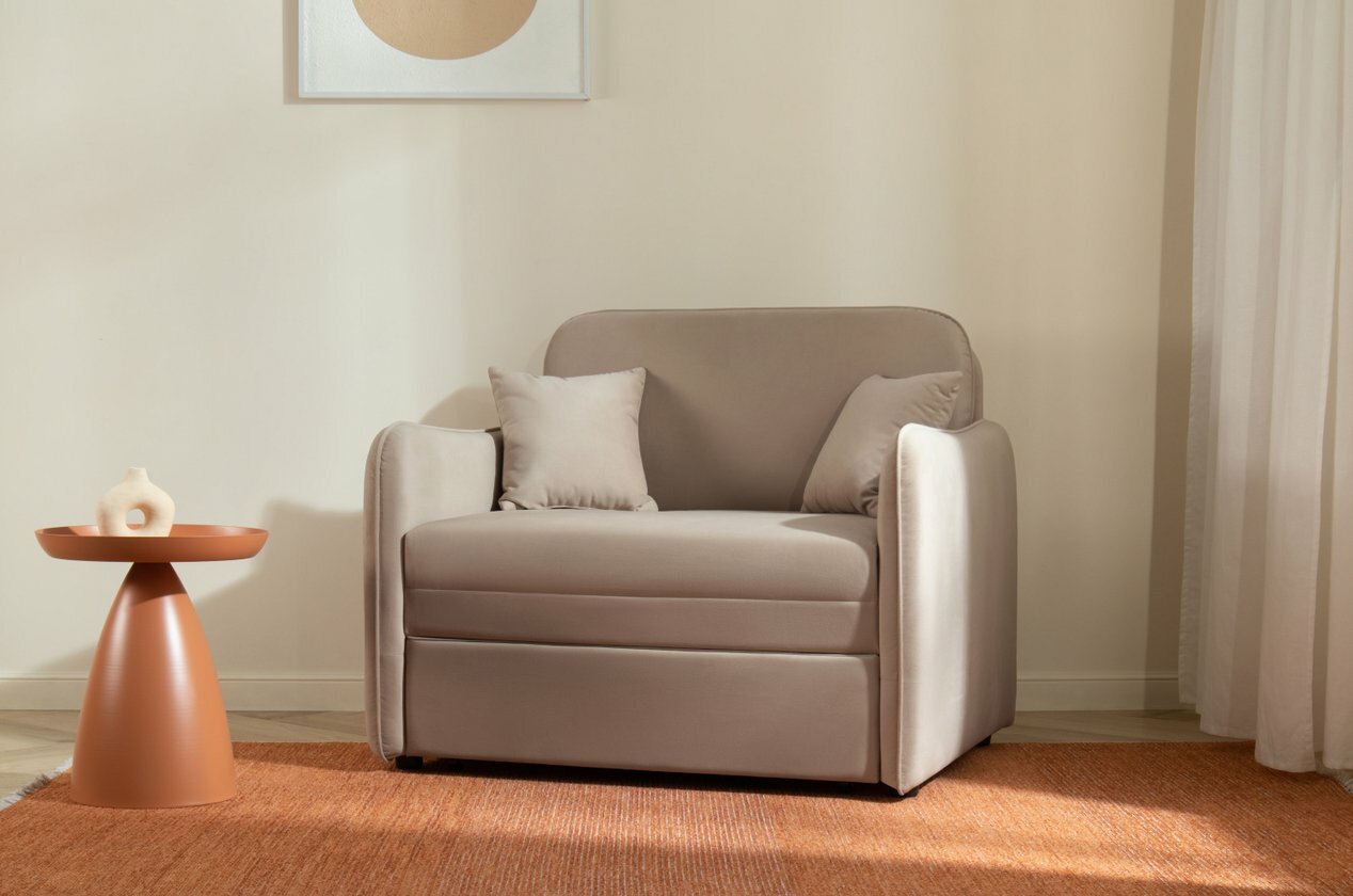 Кресло-кровать Кейсес Velvet Coffe, divan.ru, 102x78x87, бежевый, велюр