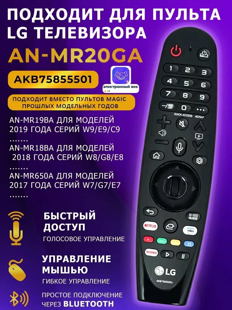 Оригинальный пульт ДУ для телевизоров LG Magic Motion MR20GA (AKB75855501) с кнопкой "NETFLIX"