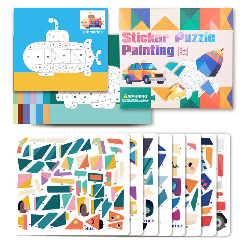 Трансграничные 3D геометрические коллажи, стерео развивающие игрушки для детского сада, детские наклейки ручной работы