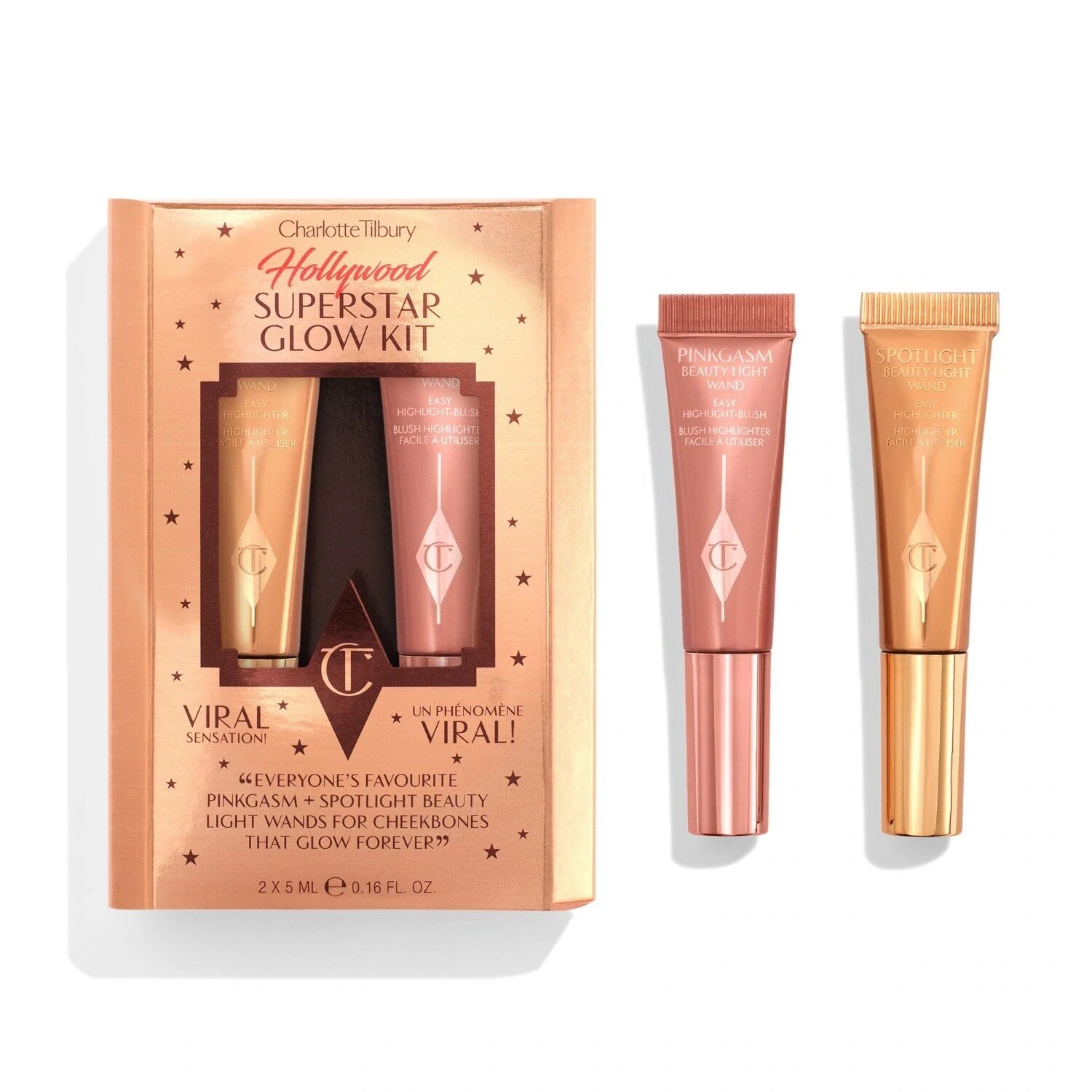 Подарочный набор хайлайтеров Charlotte Tilbury Hollywood Superstar Glow, оттенки: Spotlight и Pinkgasm