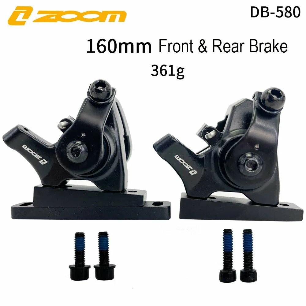 ZOOM Тормозной суппорт DB-580 с плоским креплением (Flat Mount), механический для шоссейных велосипедов, лёгкий алюминиевый корпус, совместим с роторами 140/160 мм