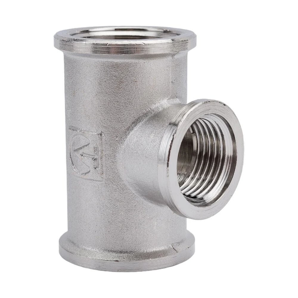 Тройник переходный Valtec VTr.750. N.0504 72825 – латунный с никелированным покрытием, профессиональный фитинг — фото 1