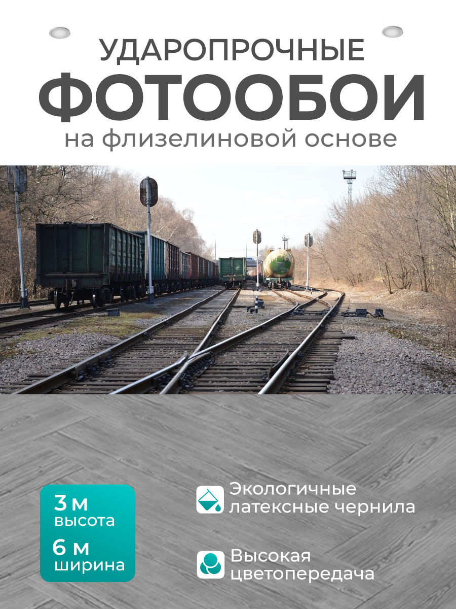 Фотообои моющиеся ударопрочные "Железнодорожные грузовые перевозки, железная дорога, транспорт" 600x300 см. флизелиновые на стену