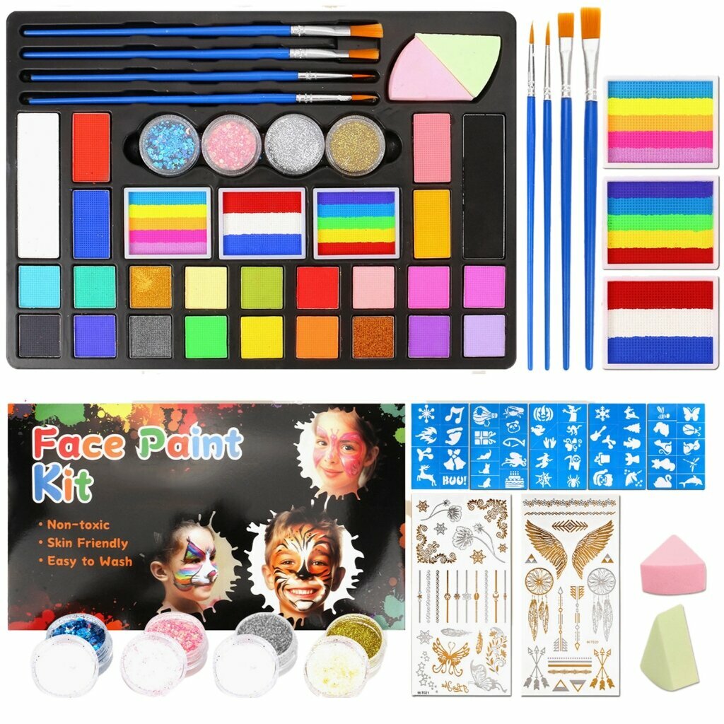 Наборы для раскрашивания лица, набор красок для лица на Хэллоуин с кистями для детских и взрослых вечеринок