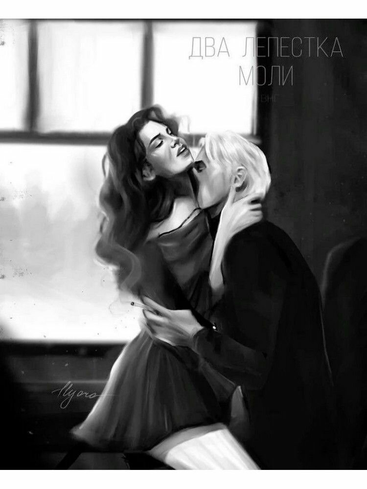 Алмазная картина "Драко и Гермиона, Гарри Поттер, Малфой" / Алмазная вышивка / Круглые стразы 40х50 см