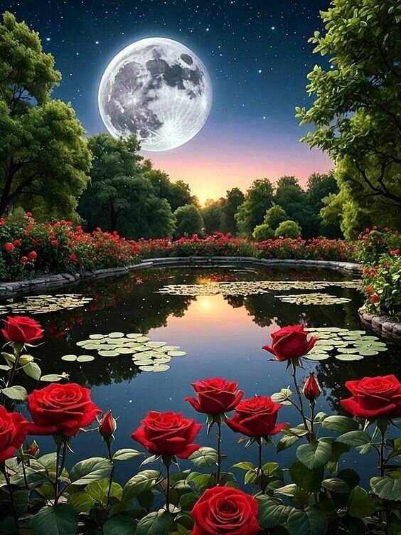 Алмазная мозаика на холсте 40х50, без подрамника "Пейзаж Цветы Водопад". Картина со стразами.