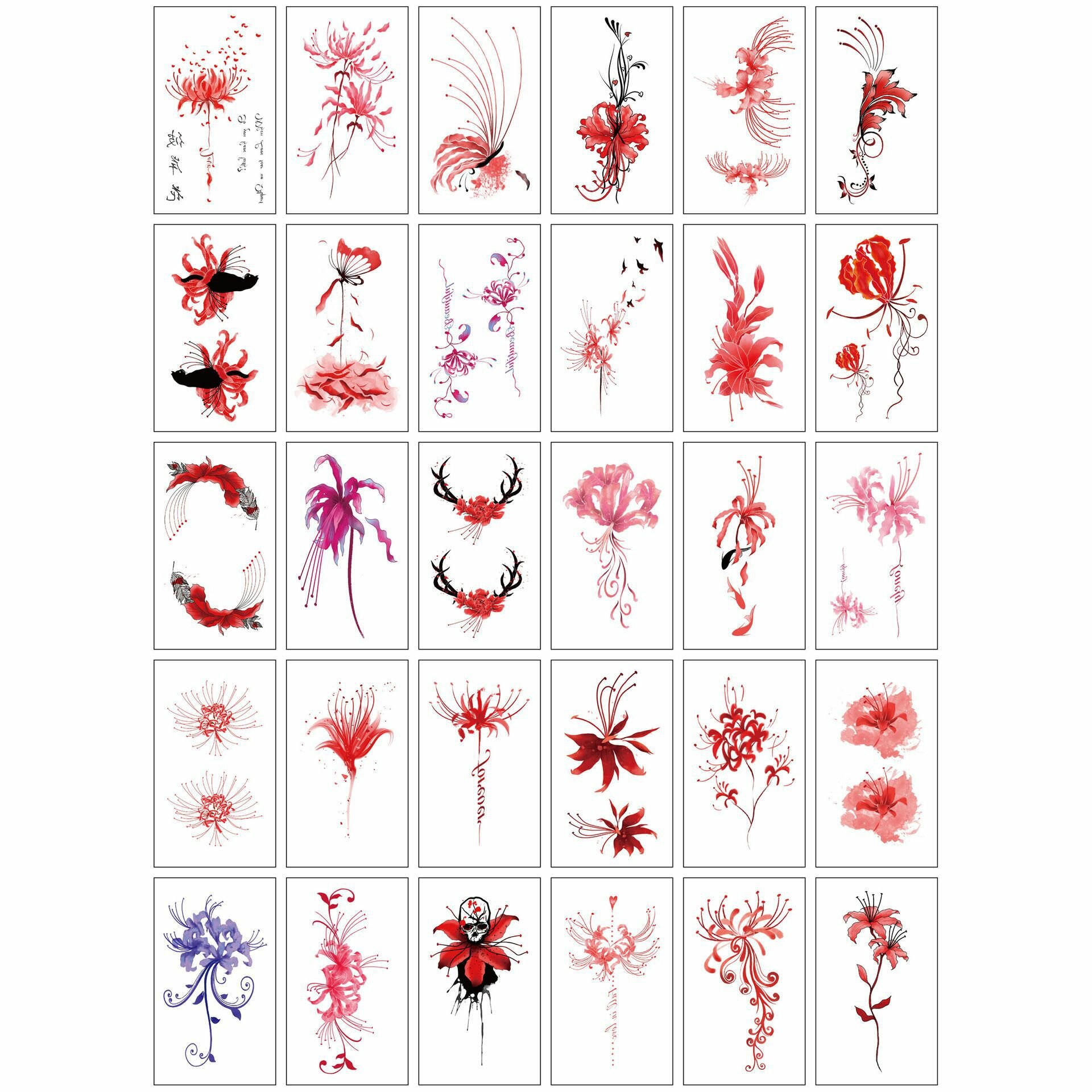 Временные татуировки-наклейки для детей с изображением традиционной китайской одежды и цветочных мотивов.